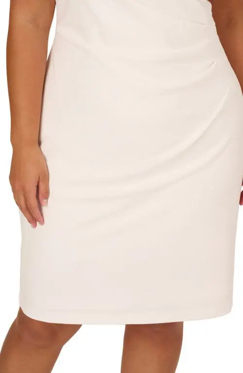 Adrianna Papell Floral Sleeve Crepe Sheath Dress - Ivory