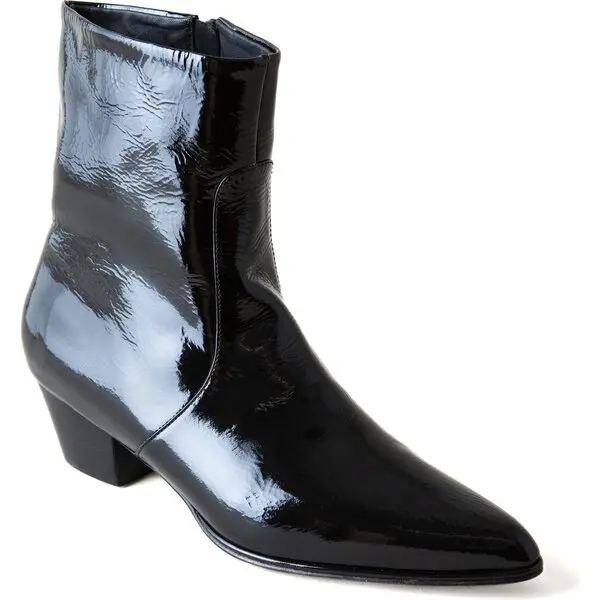 HUMA BLANCO Mae Western Boots - Coal Crinkle Patent