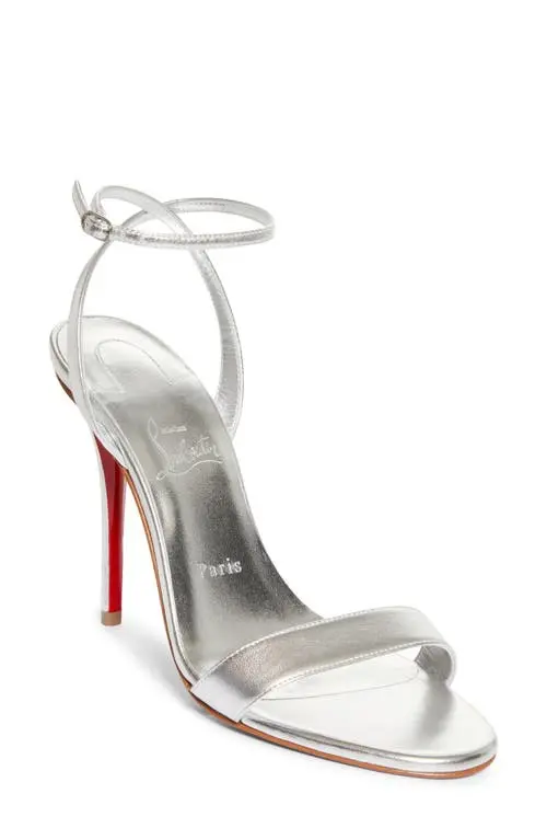 CHRISTIAN LOUBOUTIN Miss Z Metallic Ankle Strap Sandal - Silver/silver