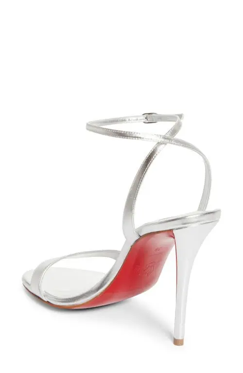 CHRISTIAN LOUBOUTIN Miss Z Metallic Ankle Strap Sandal - Silver/silver