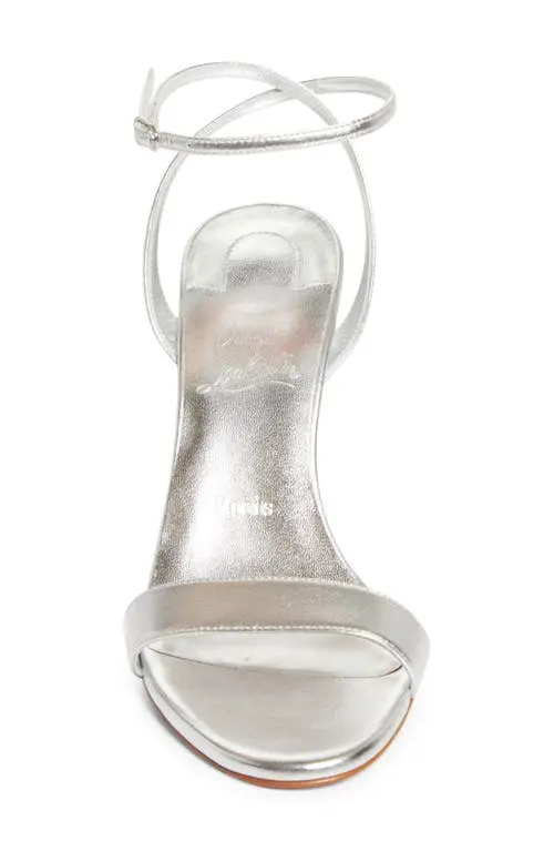 CHRISTIAN LOUBOUTIN Miss Z Metallic Ankle Strap Sandal - Silver/silver