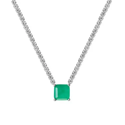 GEMMA AZZURRO Square Emerald Tennis Necklace - Green