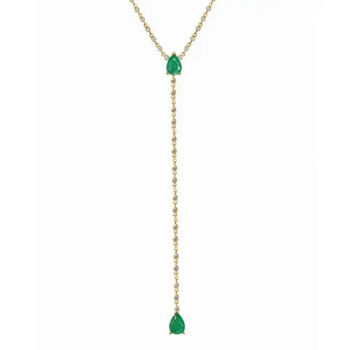GEMMA AZZURRO Emerald Pear Station Lariat Necklace - Green