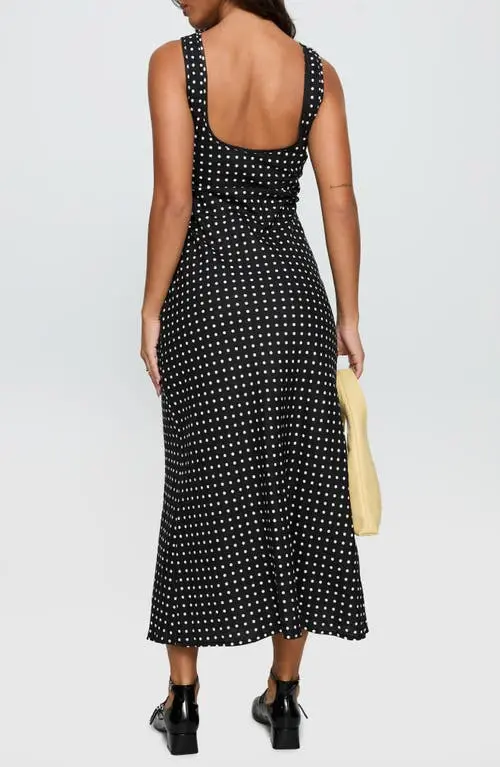 Princess Polly Voyager Polka Dot Linen Blend Dress