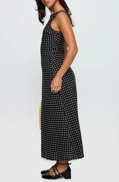 Princess Polly Voyager Polka Dot Linen Blend Dress