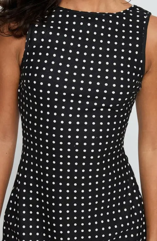 Princess Polly Voyager Polka Dot Linen Blend Dress