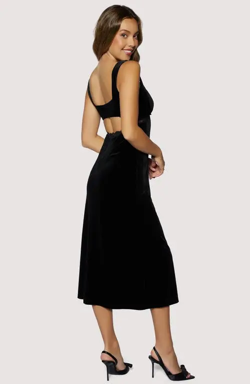LOST + WANDER Fiorella Lace Trim Velvet Midi Dress