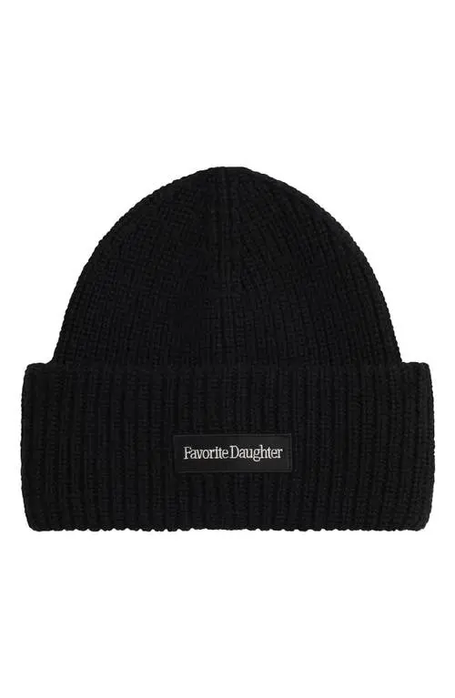 FAVORITE DAUGHTER Logo Patch Beanie - Black