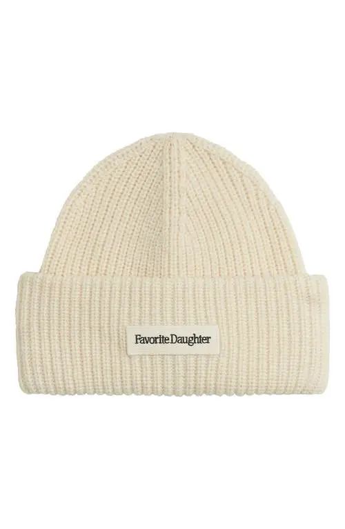 FAVORITE DAUGHTER Logo Patch Beanie - Ivory