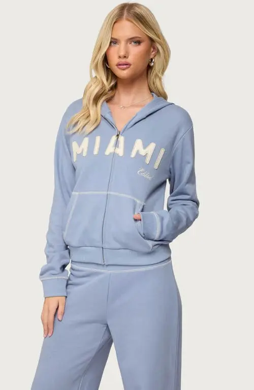 EDIKTED Cotton Blend Front Zip Hoodie