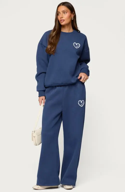 EDIKTED Oversized Sweatshirt With Embroidered Detail - Navy