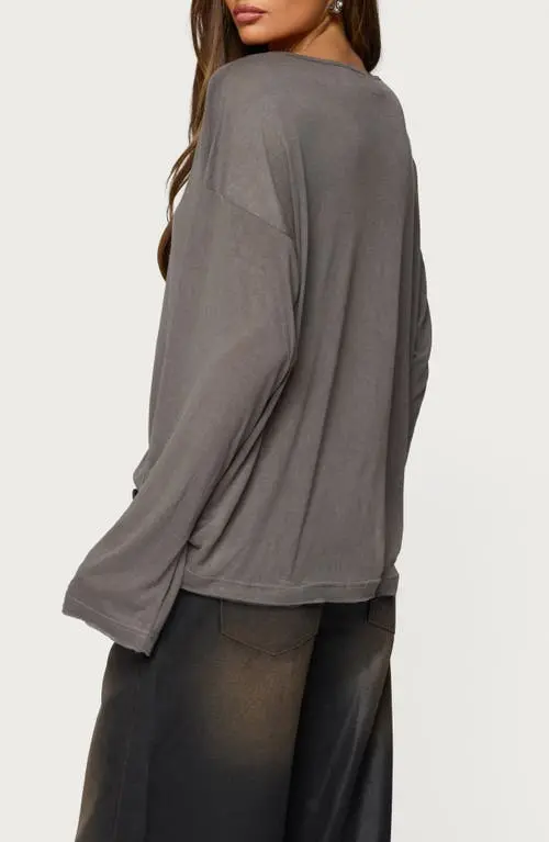 EDIKTED Oversized Semisheer Boat Neck Top