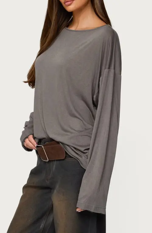 EDIKTED Oversized Semisheer Boat Neck Top