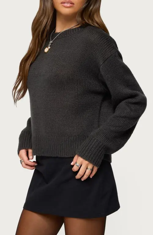 EDIKTED Kyrah Oversize Crewneck Sweater - Dark-gray