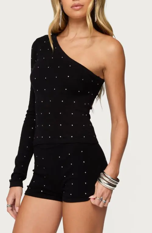 EDIKTED Rhinestone One-shoulder Top
