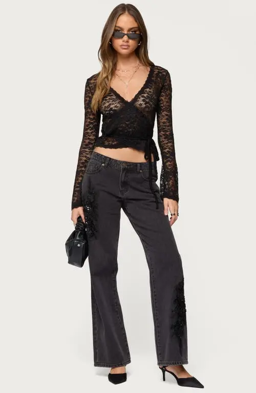 EDIKTED Medora Lace Wrap Top