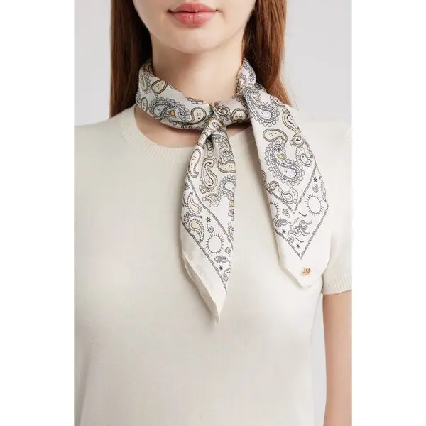 Lele Sadoughi Paisley Square Satin Scarf - Ivory