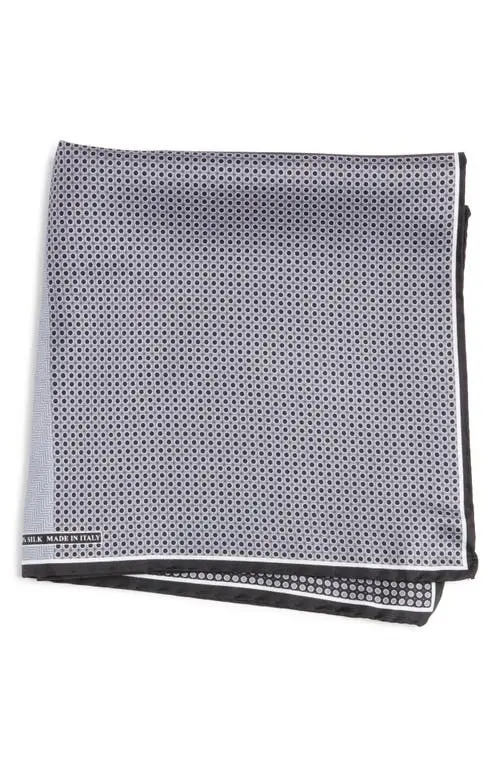 Nordstrom Quatrefoil Silk Pocket Square - Grey/black