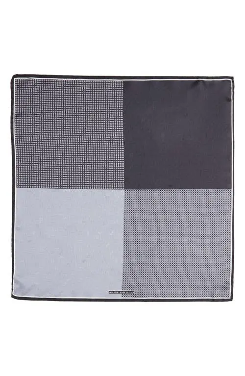 Nordstrom Quatrefoil Silk Pocket Square - Grey/black