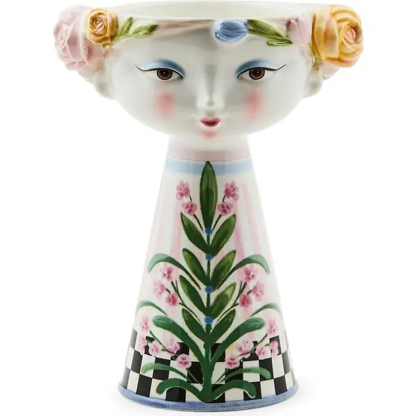 MACKENZIE-CHILDS Meadow Short Lady Vase - Rosy