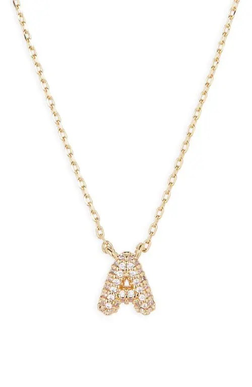 Bp. Pavé Crystal Initial Pendant Necklace - A- 14k Gold Dipped