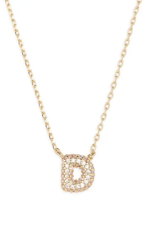 Bp. Pavé Crystal Initial Pendant Necklace - D- 14k Gold Dipped