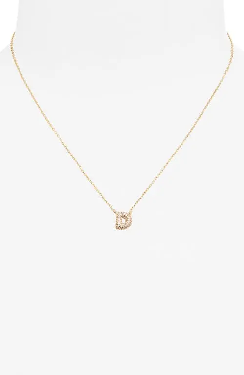 Bp. Pavé Crystal Initial Pendant Necklace - D- 14k Gold Dipped