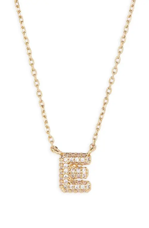 Bp. Pavé Crystal Initial Pendant Necklace - E- 14k Gold Dipped