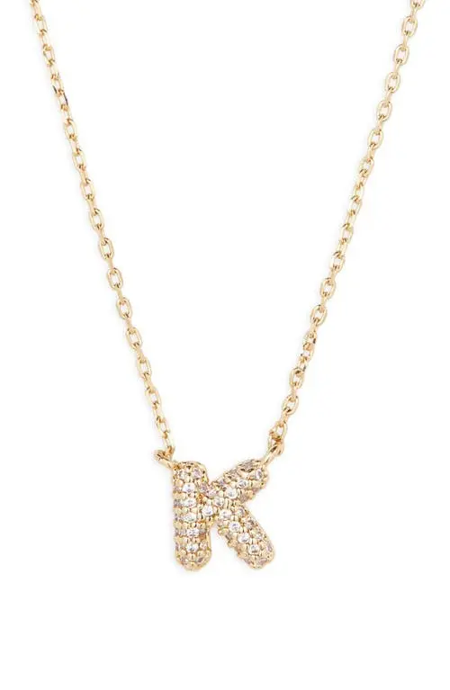 Bp. Pavé Crystal Initial Pendant Necklace - K- 14k Gold Dipped