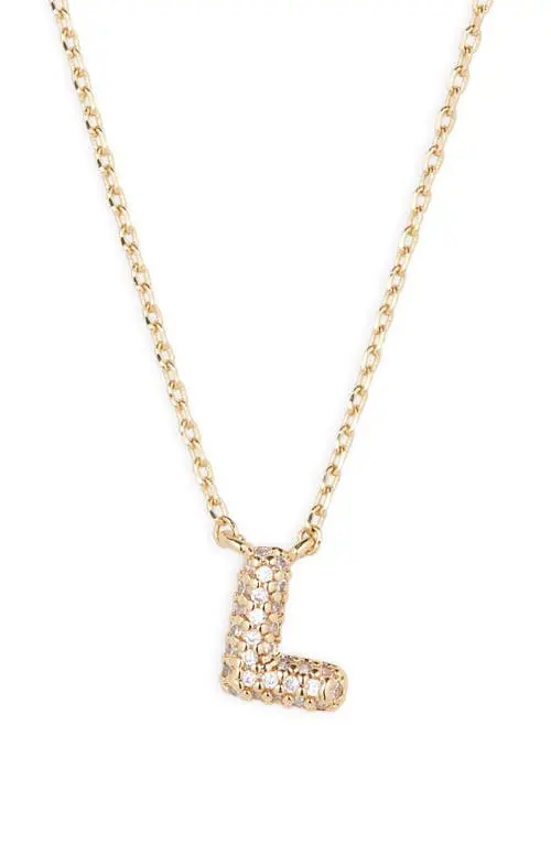 Bp. Pavé Crystal Initial Pendant Necklace - L- 14k Gold Dipped