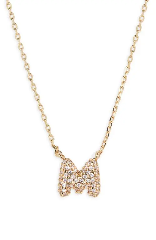 Bp. Pavé Crystal Initial Pendant Necklace - M- 14k Gold Dipped