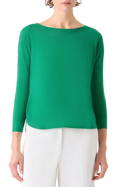 Akris Drop Shoulder Virgin Wool Sweater - Green