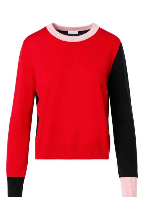 Akris Colorblock Virgin Wool Sweater - Bright Red-black-rose