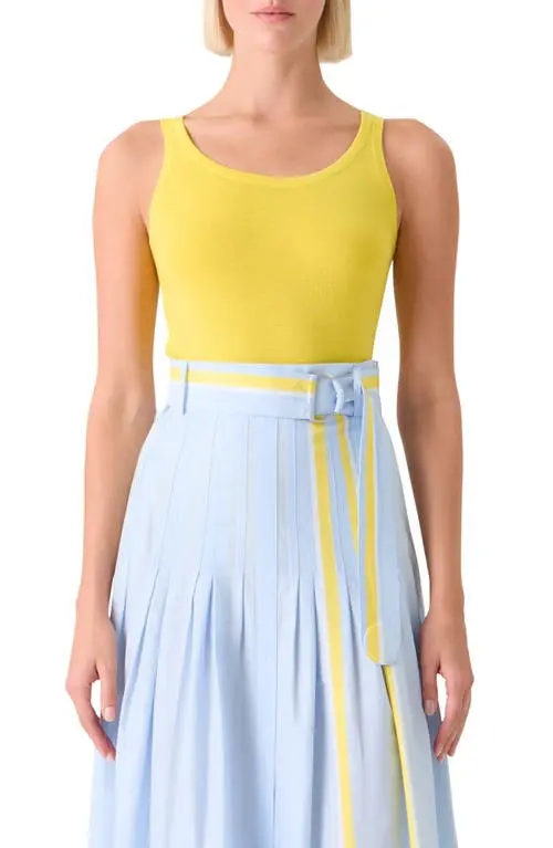 Akris Fitted Virgin Wool Sweater Tank - Lemon Zing