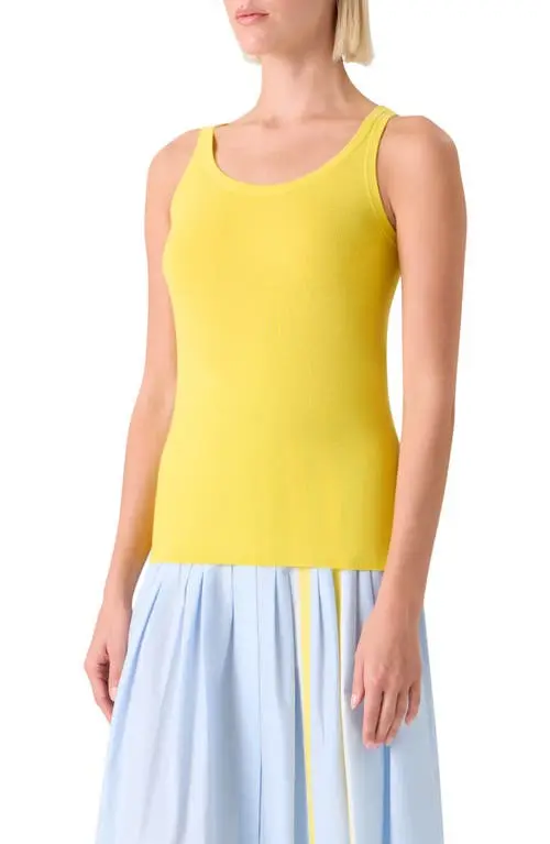 Akris Fitted Virgin Wool Sweater Tank - Lemon Zing