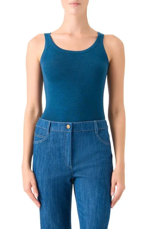 Akris Fitted Virgin Wool Sweater Tank - Teal
