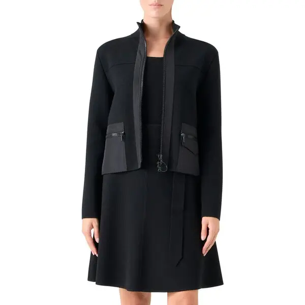 Akris Mixed Media Crop Jacket