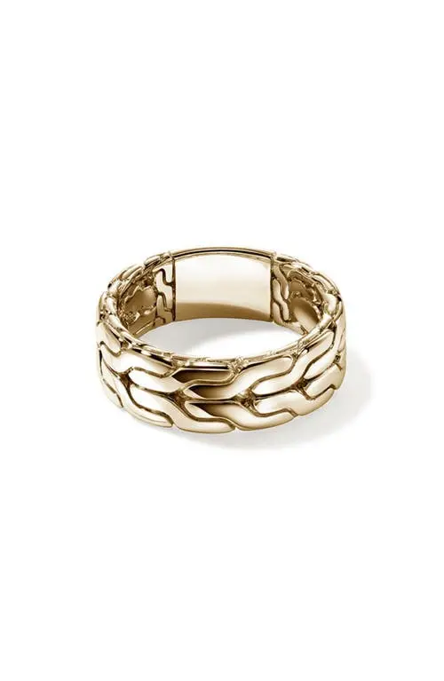 John Hardy Carved Chain 14k Band Ring - Gold