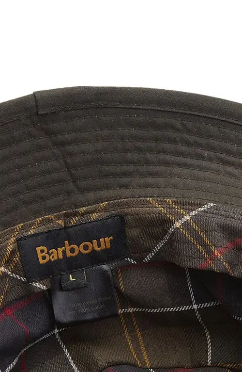 Barbour Waxed Cotton Bucket Hat - Olive