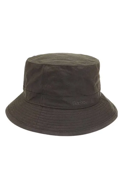 Barbour Waxed Cotton Bucket Hat - Olive