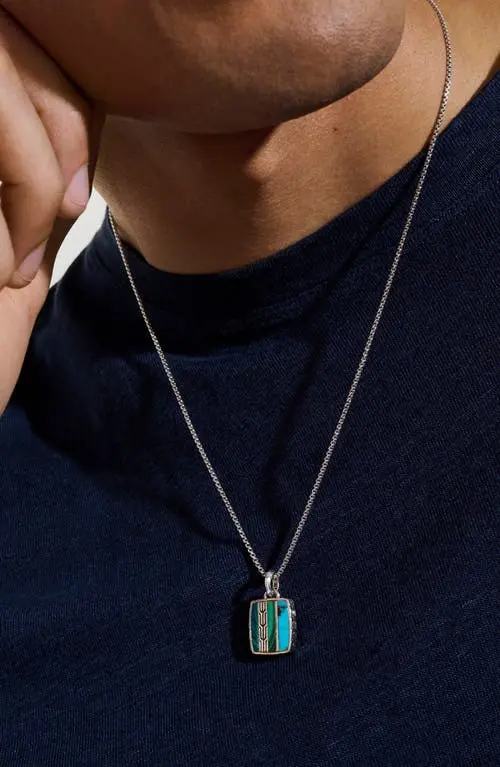 John Hardy Carved Chain Pendant Necklace - Silver/blue/green Multi