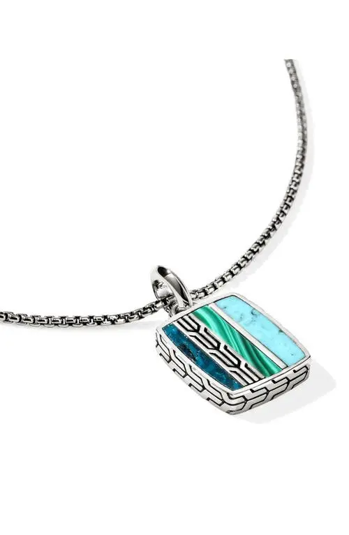 John Hardy Carved Chain Pendant Necklace - Silver/blue/green Multi