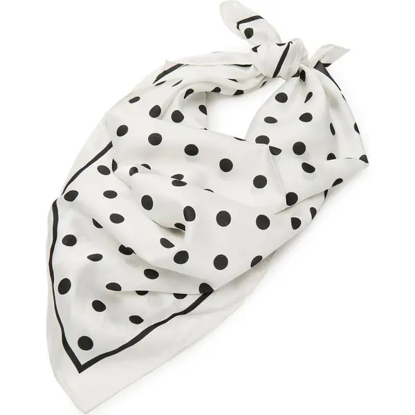 Lele Sadoughi Polka Dot Square Satin Scarf - Jet/ivory