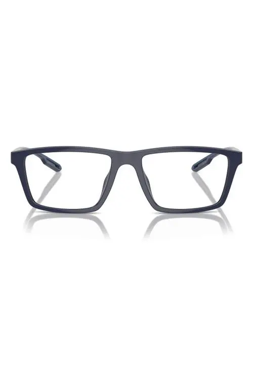 Emporio Armani 55mm Rectangular Optical Glasses - Shiny Blue/clear