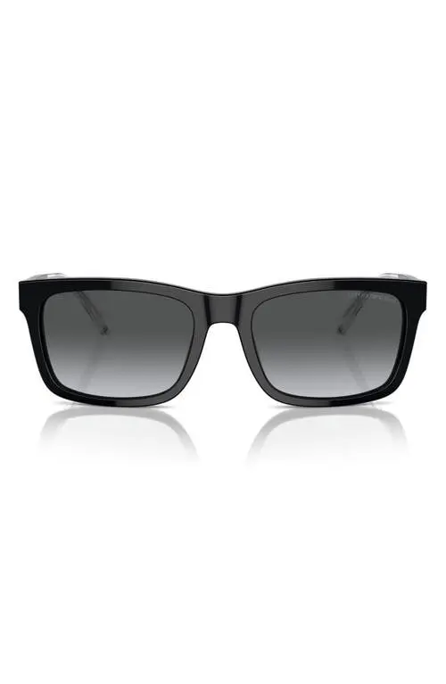 Emporio Armani 57mm Rectangle Sunglasses - Shiny Black/dark Grey Polar