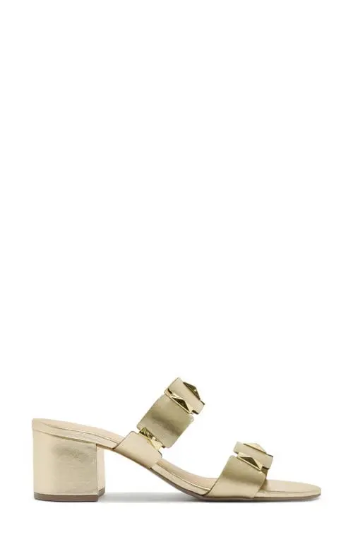 AREZZO Lyra Studded Mid Heel Slide Sandal - Platino