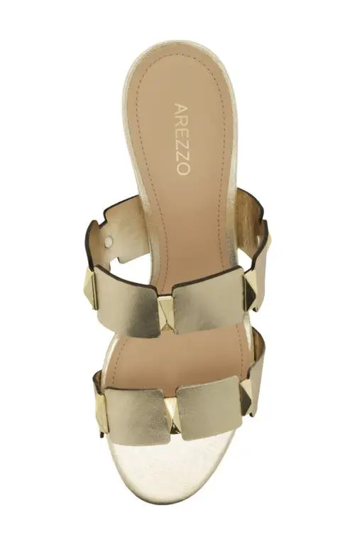 AREZZO Lyra Studded Mid Heel Slide Sandal - Platino