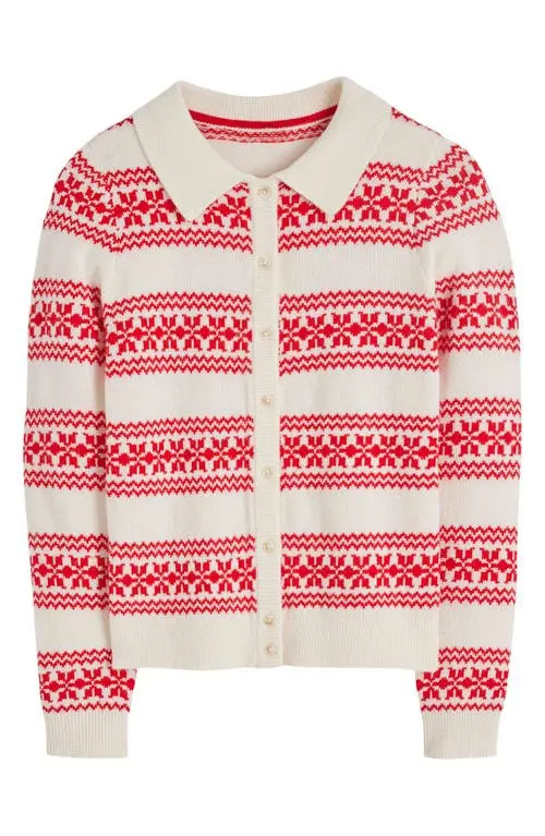 Boden Eliza Heart Fair Isle Wool Cardigan