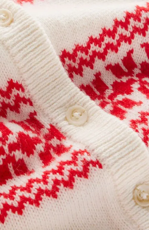 Boden Eliza Heart Fair Isle Wool Cardigan