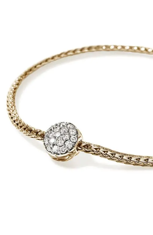 John Hardy 14k Pave Diamond Station Bracelet - Gold